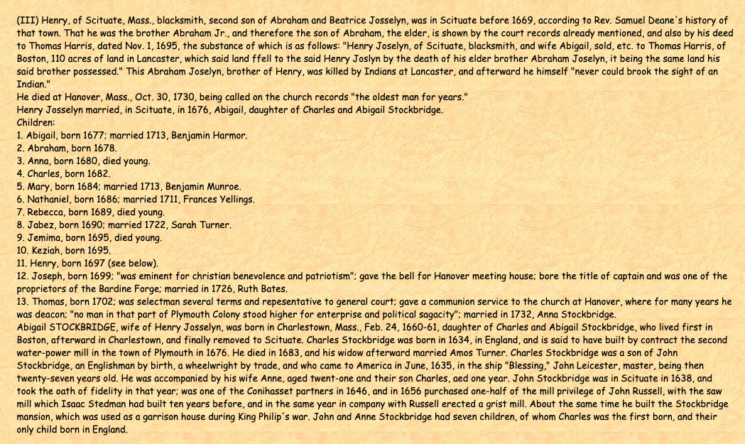 Josselyn Family Tree – Tales of a Family